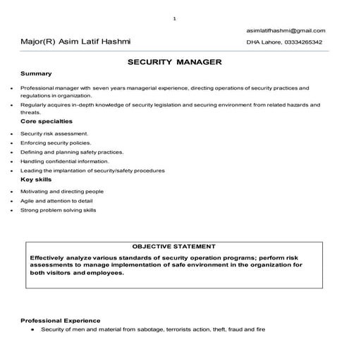 security manager CV | DOCX