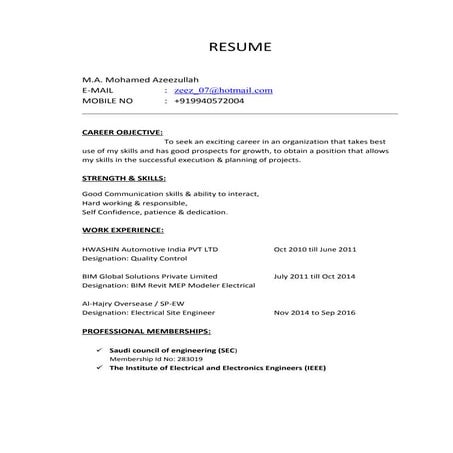 ELV ENGINEER RESUME | DOC
