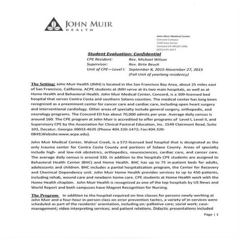 Wilson, Michael J. - CPE Unit Final Evaluations | PDF