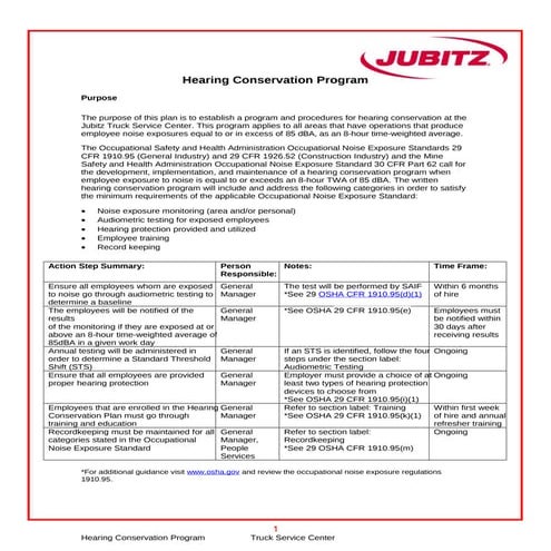 Hearing Conservation Plan | DOC