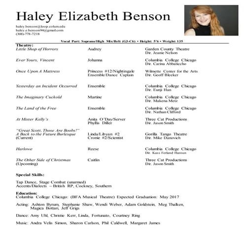 Haley Elizabeth Benson Professional Résumé | PDF
