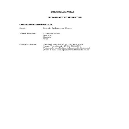 Dave Padayachee CV Current | DOC