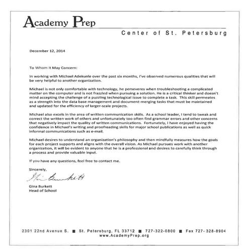 Michael Adekunle Recommendation | PDF