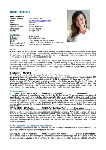 Captain Mark Lacey CV 2015 | PDF | Cruises | Travel Type