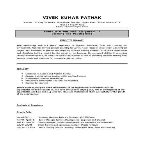 VIVEK KUMAR PATHAK cv | PDF