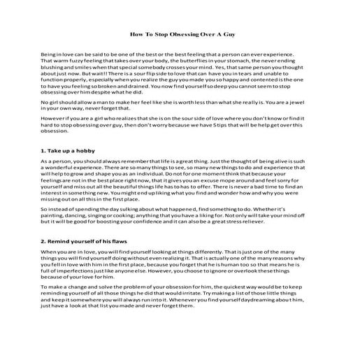 How To Stop Obsessing Over A Guy | DOCX