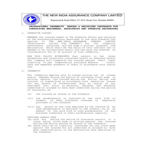 Professional indemnity insurance | PDF