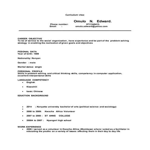 edward omulo cv DG | DOCX