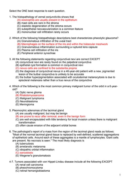 118 ophthalmology Questions & Answers - MCQ | PDF