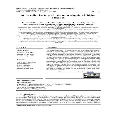 Active online learning with remote sensing data in higher education | PDF