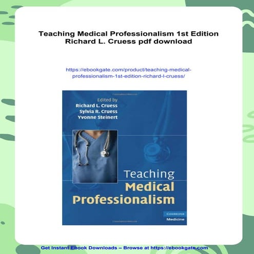 Teaching Medical Professionalism 1st Edition Richard L. Cruess | PDF