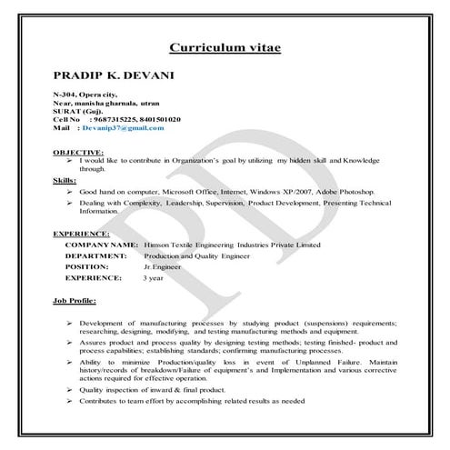 Pradip K. Devani Resume | PDF