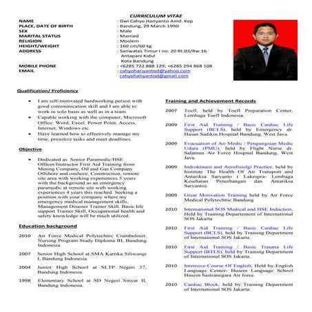 CV SAFETY Dwi Cahyo Hariyanto. | PDF