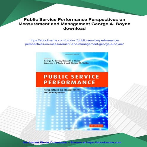 Public Service Performance Perspectives on Measurement and Management ...