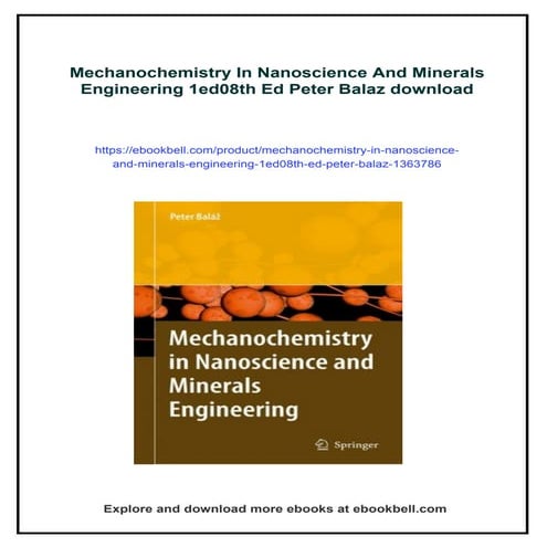 Mechanochemistry In Nanoscience And Minerals Engineering 1ed08th Ed ...