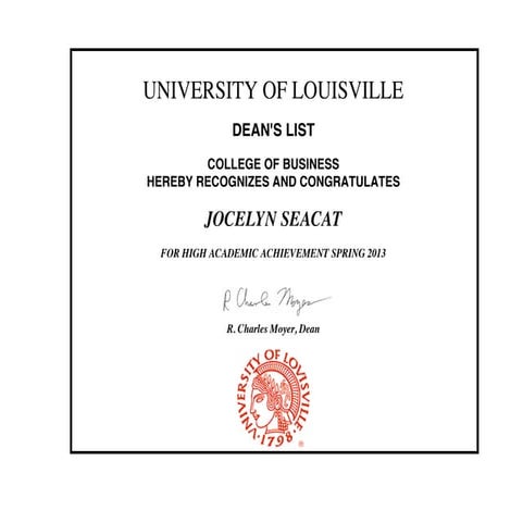 UofL Dean's List Spring'13 | PPT