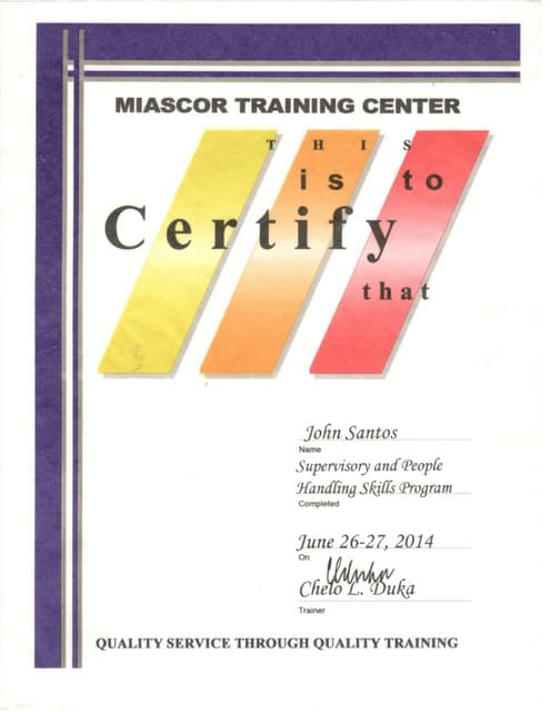 CSB - OJT certificate 300hrs | PDF