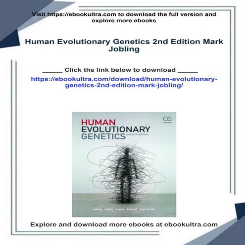 Human Evolutionary Genetics 2nd Edition Mark Jobling | PDF