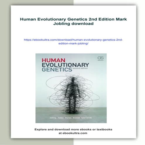 Human Evolutionary Genetics 2nd Edition Mark Jobling | PDF