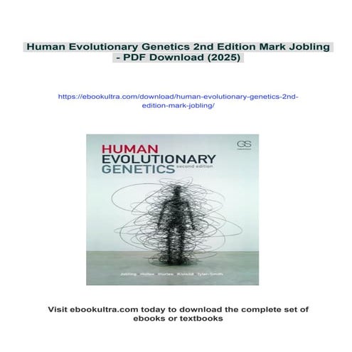 Human Evolutionary Genetics 2nd Edition Mark Jobling | PDF
