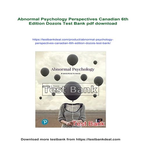 Abnormal Psychology Perspectives Canadian 6th Edition Dozois Test Bank ...