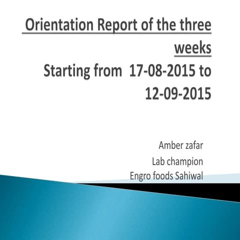 Orientation Report of the three weeks | PPT