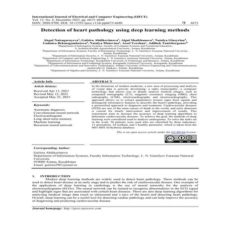 Detection of heart pathology using deep learning methods | PDF