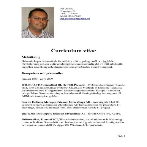 CV Per Ekelund | PDF