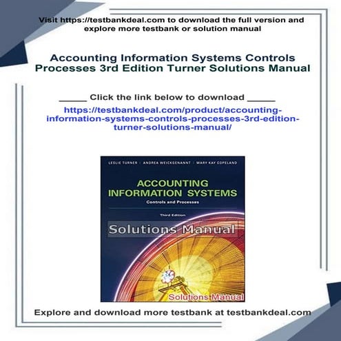 Accounting Information Systems Controls Processes 3rd Edition Turner ...