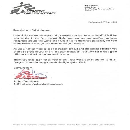 Letter of acceptance Anthony A. Kamara | PDF