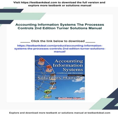 Accounting Information Systems The Processes Controls 2nd Edition Turner Solutions Manual Pdf