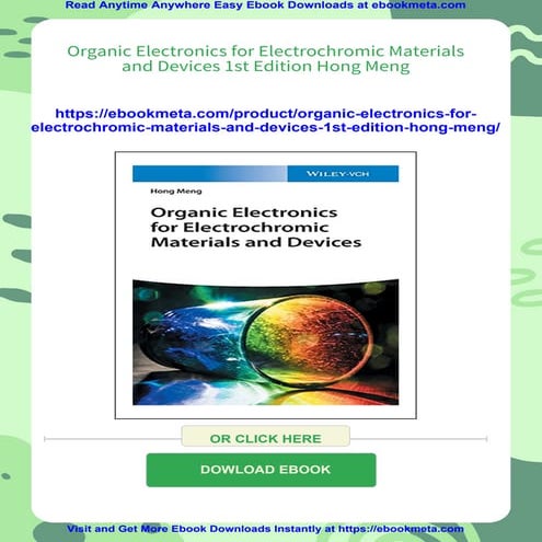 Organic Electronics for Electrochromic Materials and Devices 1st ...