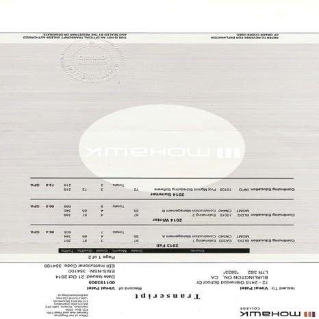 Transcript - Mohawk College | PDF | College Education | Education