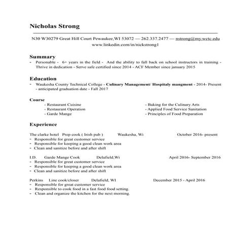 resume line cook | PDF