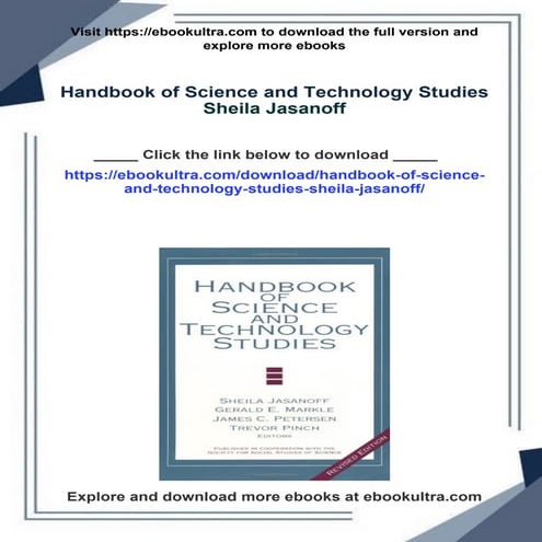 Handbook of Science and Technology Studies Sheila Jasanoff | PDF