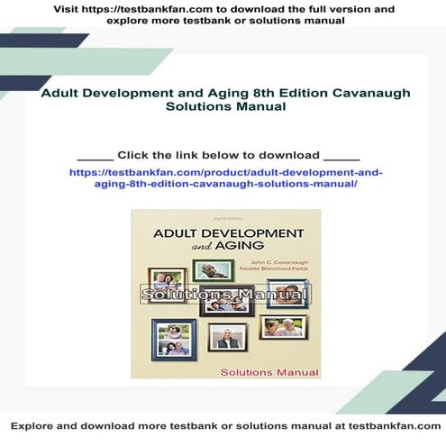 Adult Development and Aging 8th Edition Cavanaugh Solutions Manual | PDF