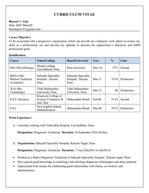 MSc fresher resume | DOC