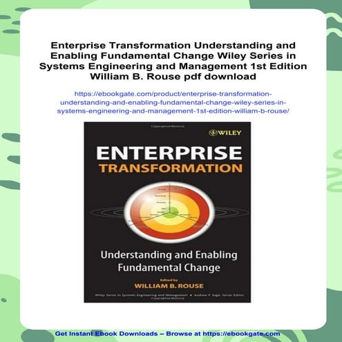 Enterprise Transformation Understanding and Enabling Fundamental Change ...