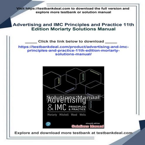 Advertising and IMC Principles and Practice 11th Edition Moriarty ...