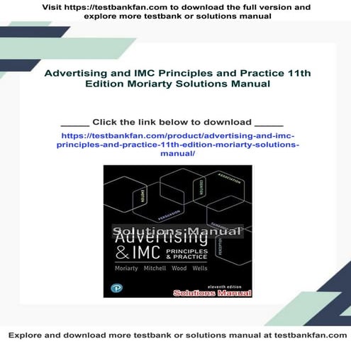 Advertising and IMC Principles and Practice 11th Edition Moriarty Solutions Manual | PDF