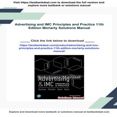 Advertising and IMC Principles and Practice 11th Edition Moriarty ...