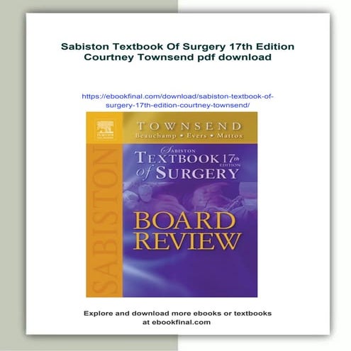 Sabiston Textbook Of Surgery 17th Edition Courtney Townsend | PDF