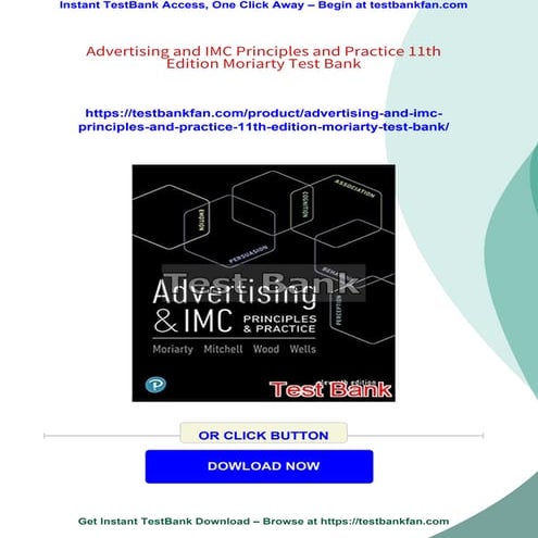 Advertising and IMC Principles and Practice 11th Edition Moriarty Test ...