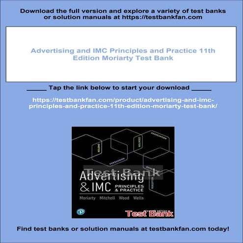 Advertising and IMC Principles and Practice 11th Edition Moriarty Test ...