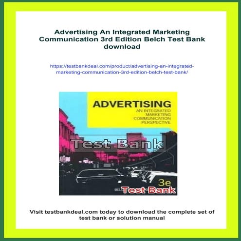 Advertising An Integrated Marketing Communication 3rd Edition Belch ...