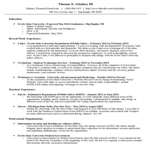 Thomas E Gladney III - Descriptive Resume | DOCX
