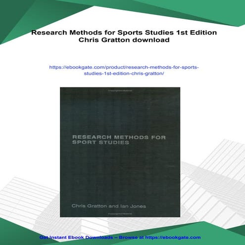 Research Methods for Sports Studies 1st Edition Chris Gratton | PDF