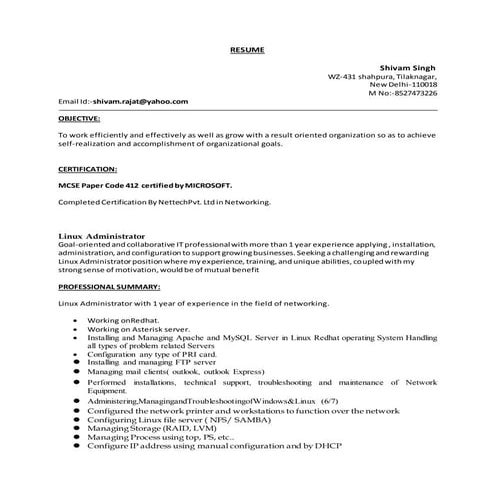 shivam resume 1 | DOCX