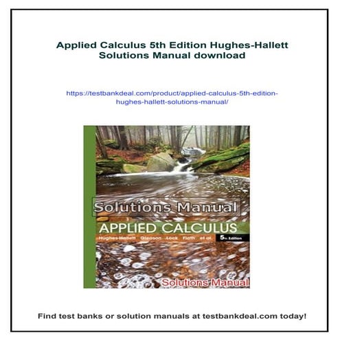 Applied Calculus 5th Edition Hughes-Hallett Solutions Manual | PDF