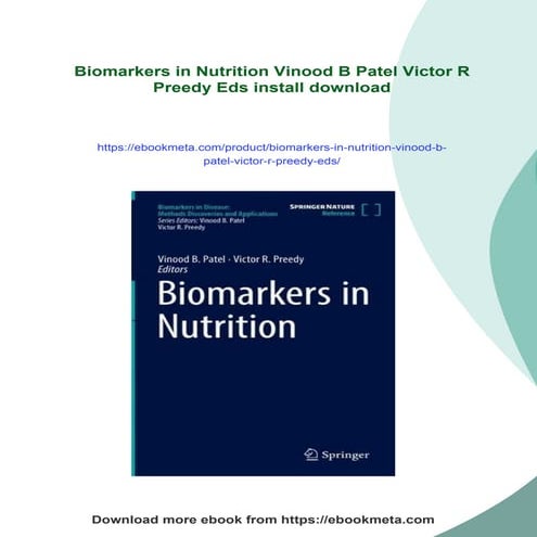 Biomarkers in Nutrition Vinood B Patel Victor R Preedy Eds | PDF